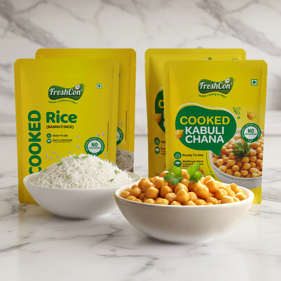 Cooked Kabuli Chana & Rice Combo – freshconindia